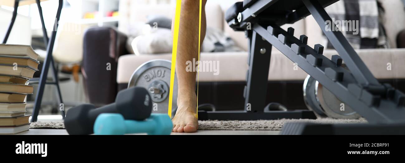 Barefoot person train indoors Stock Photo - Alamy