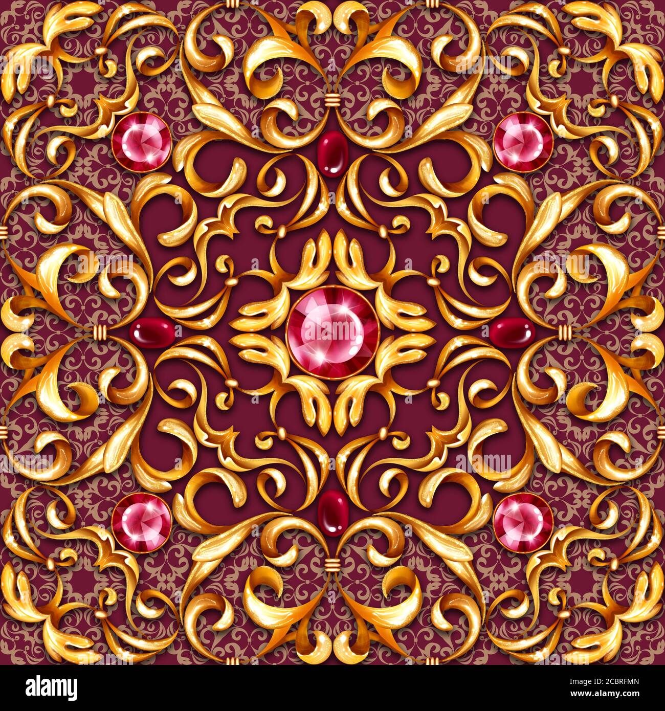Seamless baroque pattern with decorative golden scrolls Stock Photo - Alamy