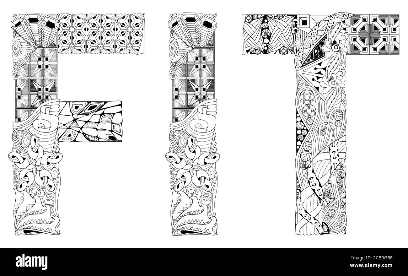 Word FIT. Vector zentangle object for coloring Stock Vector Image & Art ...