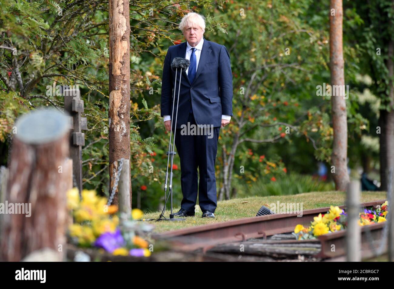 Prime Minister Boris Johnson makes a speech during the national service ...