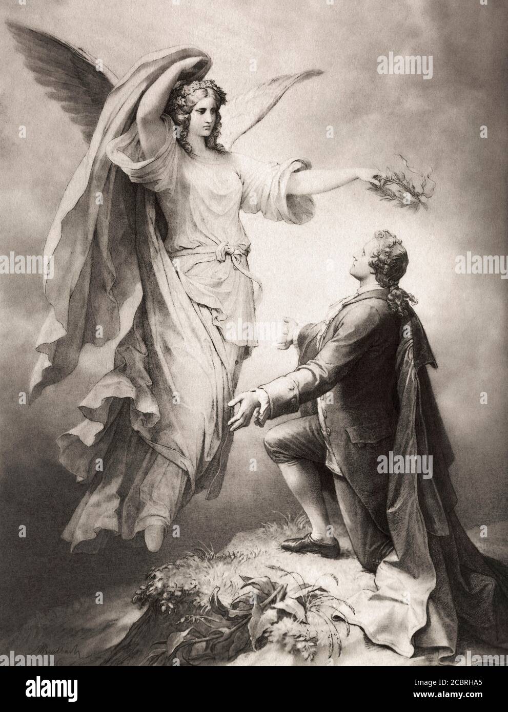 Goethe's Muse, Johann Wolfgang von Goethe, a German poet, after Wilhelm von Kaulbach Stock Photo ...