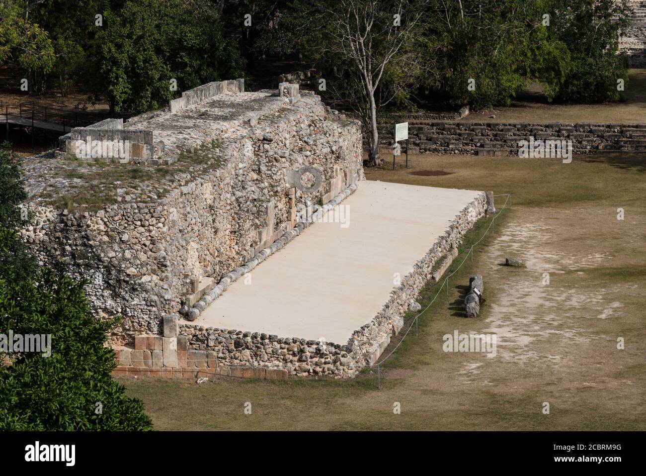 The ritual ball court in the ruins of the Mayan city of Uxmal in ...