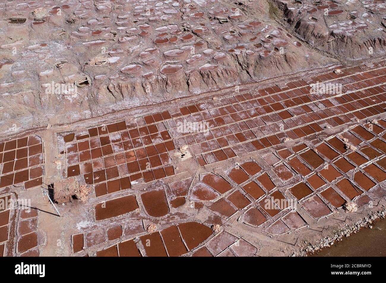 Yushu. 12th Aug, 2020. Aerial photo taken on Aug. 12, 2020 shows salt ...