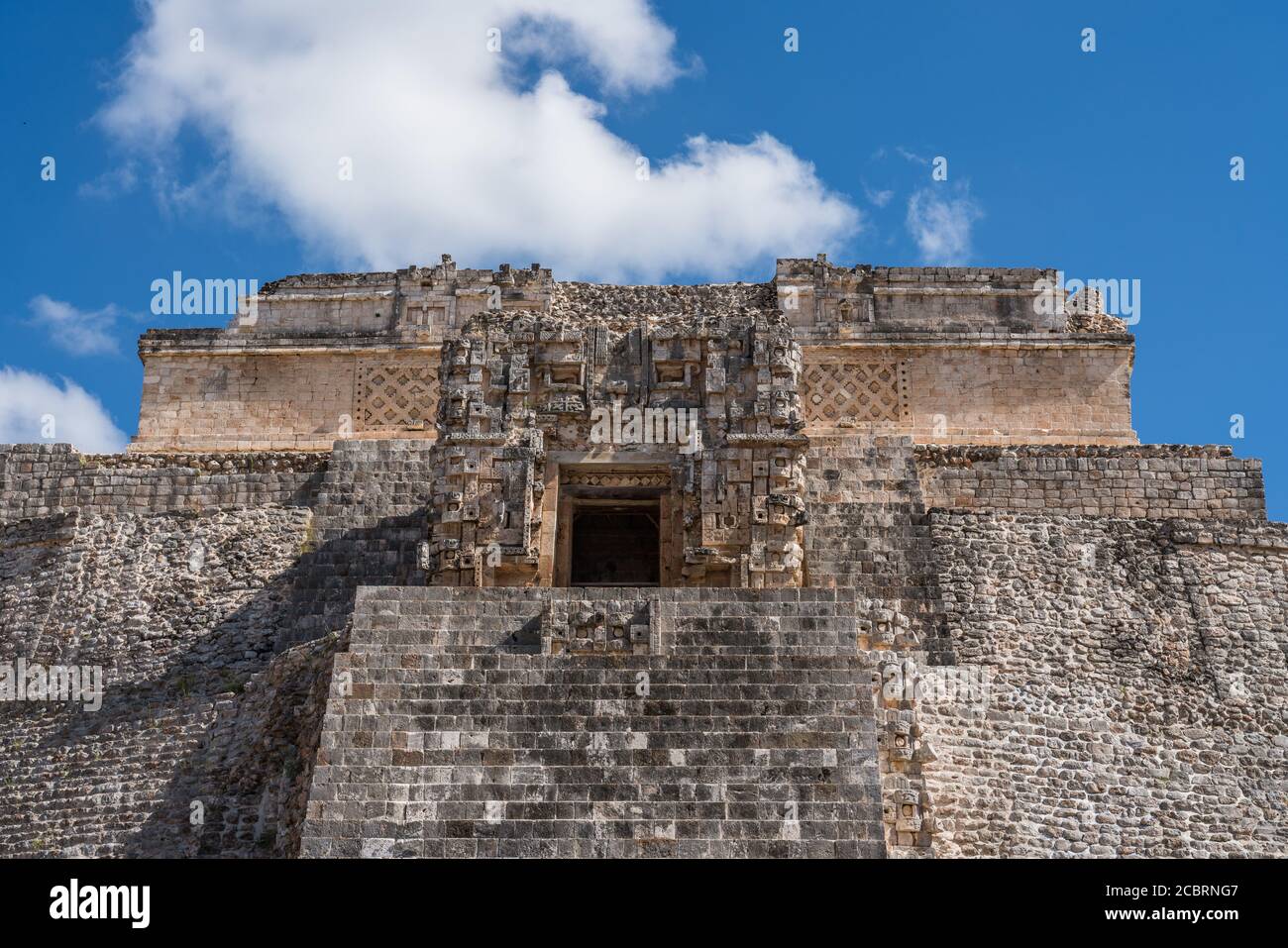 The west facade of the Pyramid of the Magician, also known as the ...