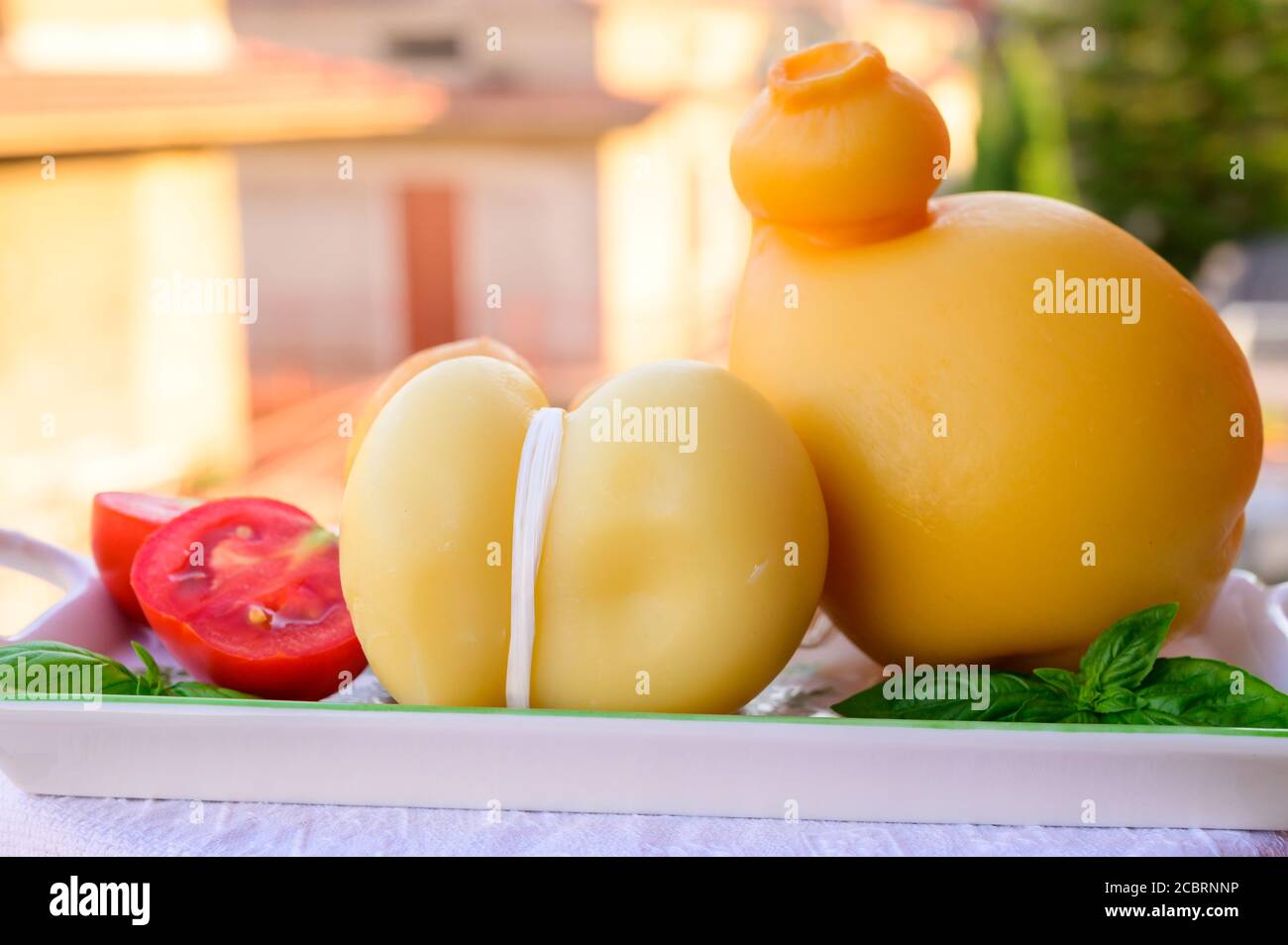 Cheese collection, Italian cheeses provolone, caciocavallo, scamorza ...