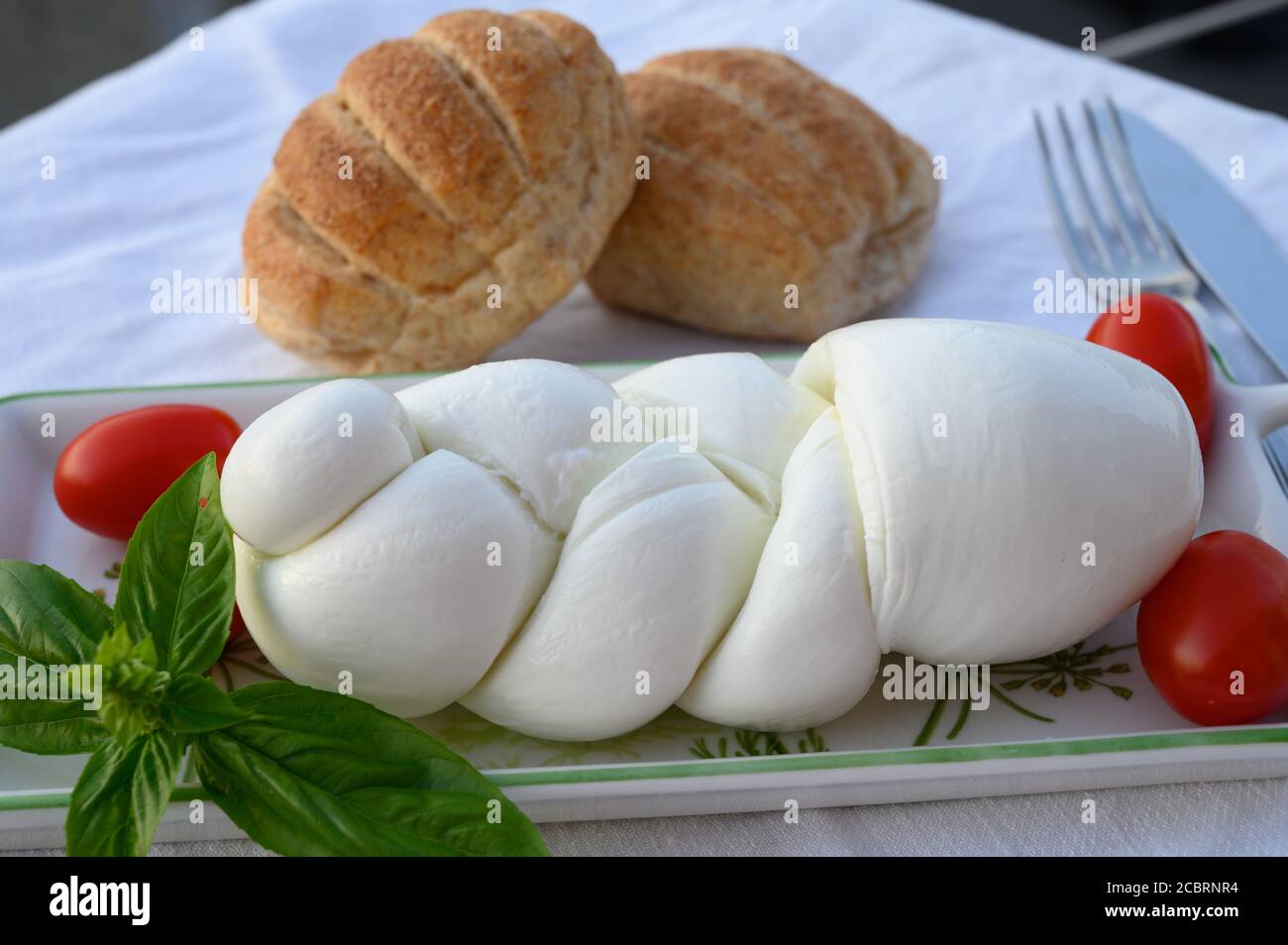 Fresh soft white italian cheese braid mozzarella buffalo made from ...
