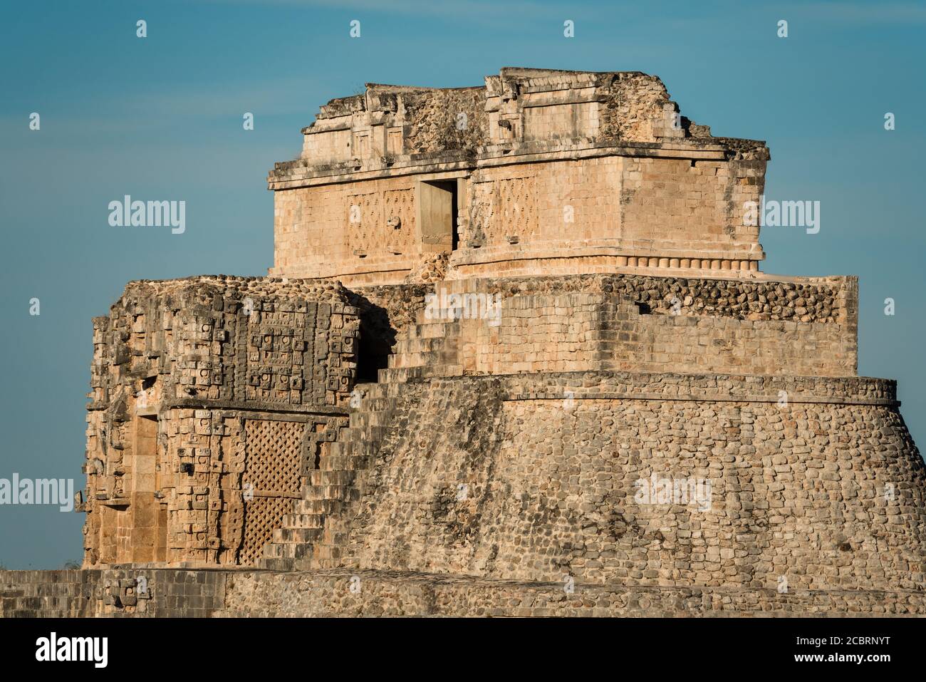 The west facade of the Pyramid of the Magician, also known as the ...