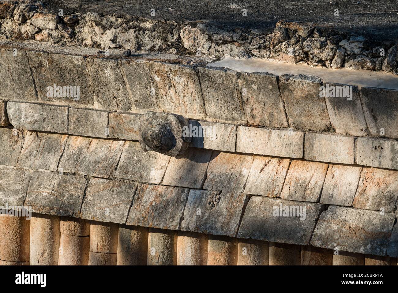 A carved stone turtle on the House of the Turtles in the pre-Hispanic ...