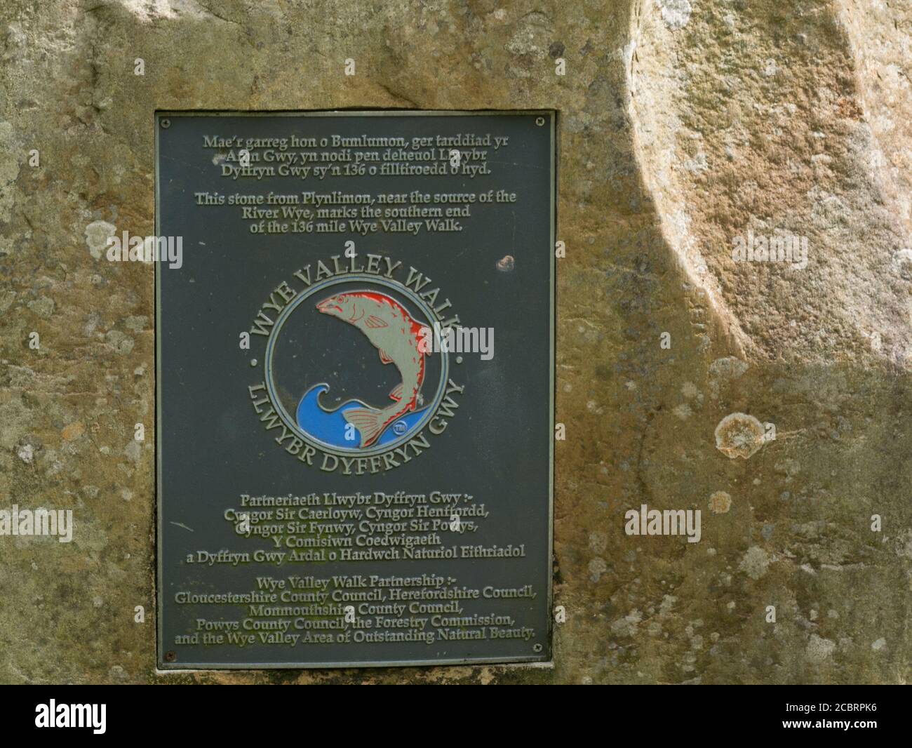 Marker Stone at Start/end of Wye Valley Walk in grounds of Chepstow ...