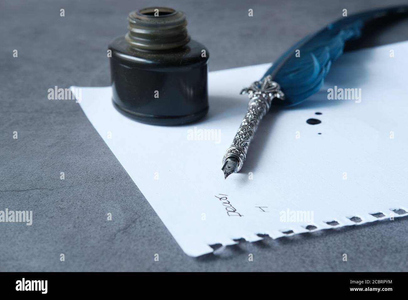 fountain pen and ink on empty paper Stock Photo - Alamy