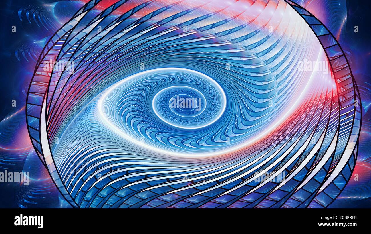 Colorful glowing multidimensional spiral, computer generated abstract ...