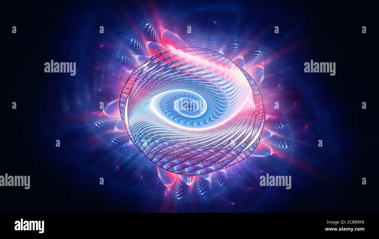 Shining colorful multidimensional spiral in space, computer generated ...