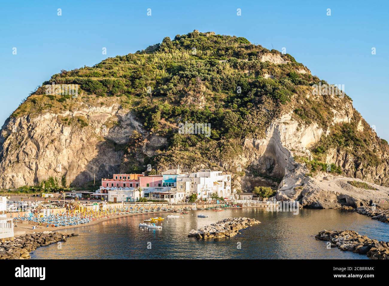 view of sea resorts in rocky Santangelo in Ischia island Stock Photo ...