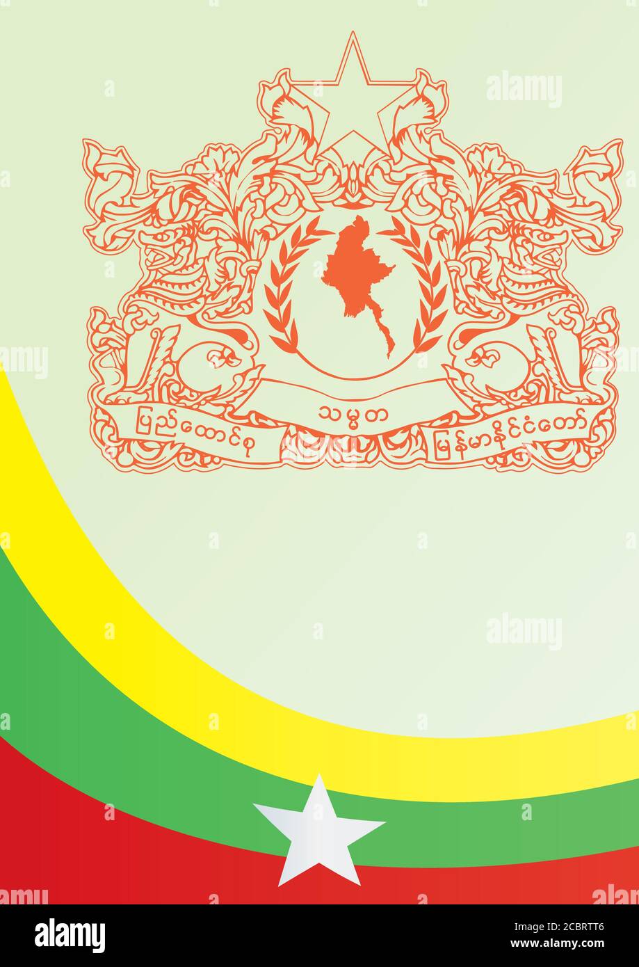 Flag of Myanmar, template for the award, an official document with a ...