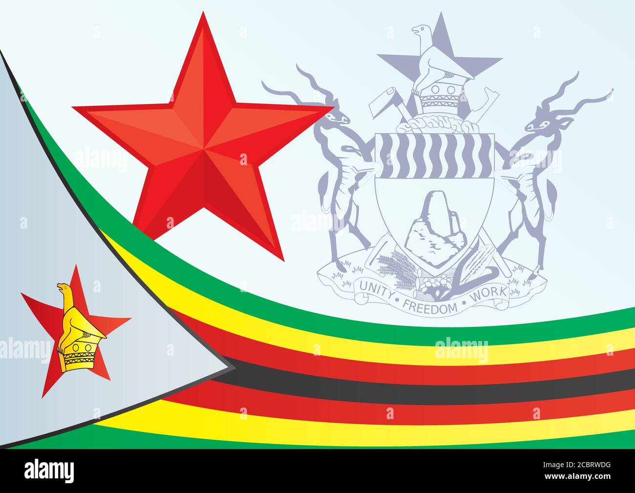 Flag of Zimbabwe, template for the award, an official document with the ...