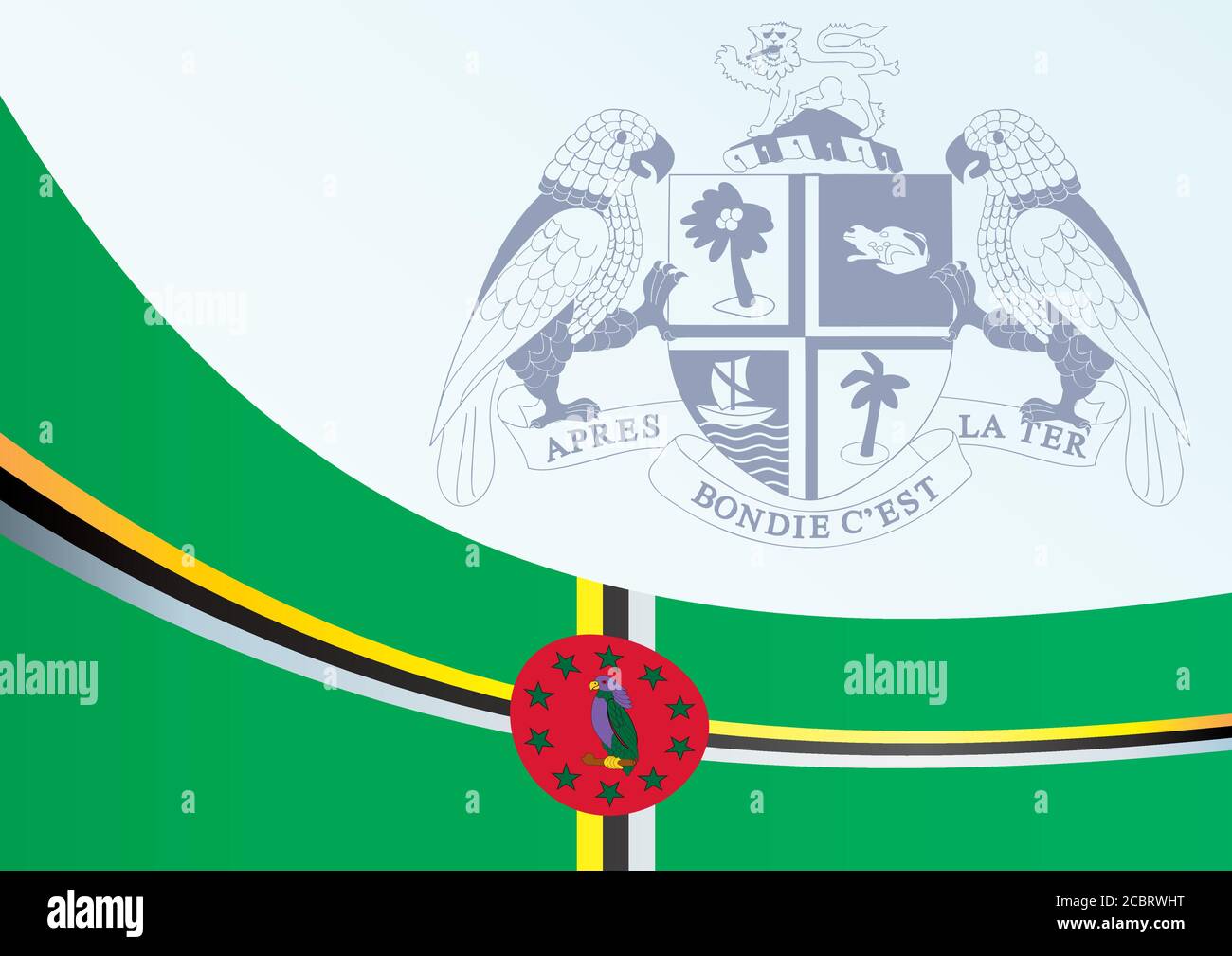Flag of Dominica, template for the award, an official document with the ...