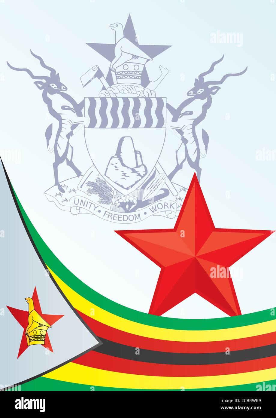 Flag of Zimbabwe, template for the award, an official document with the ...
