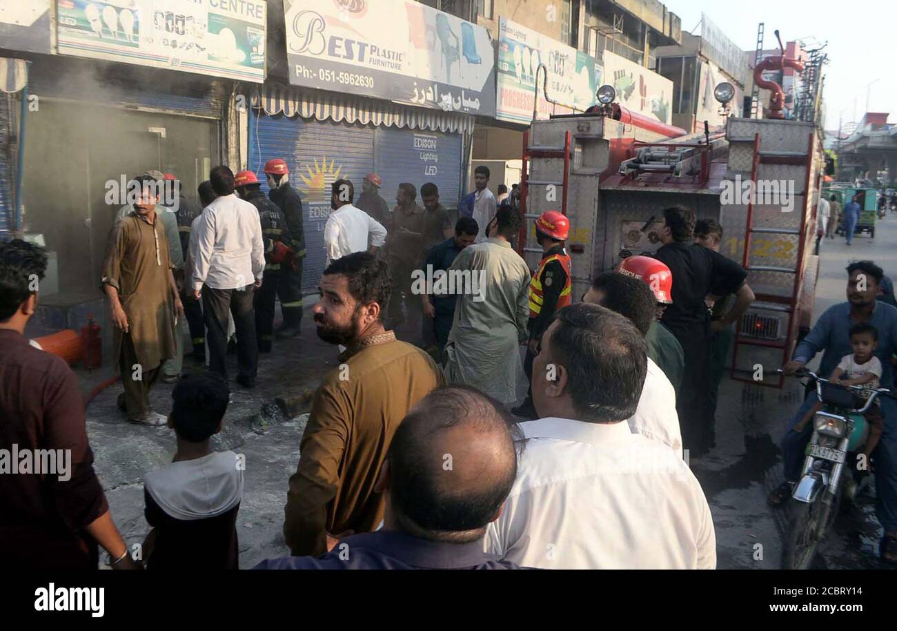 View of venue after fire broken out incident while smoke rising from a ...