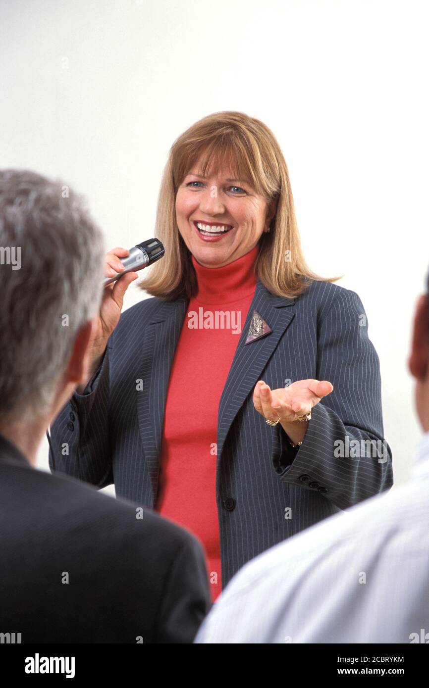 Professional Female Speaker Addresses an Audience, 2003, USA Stock ...