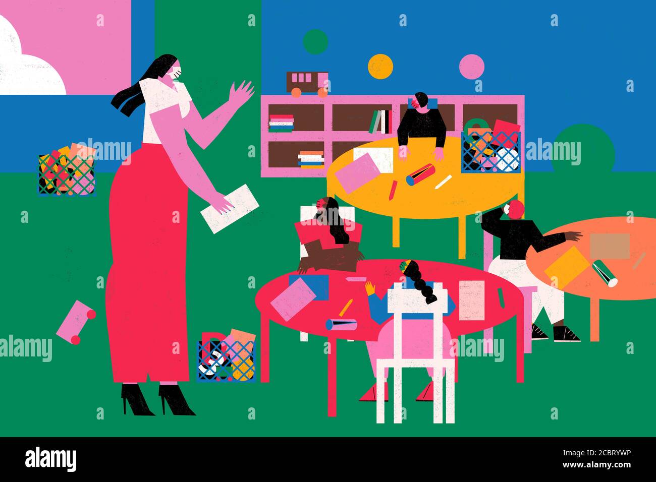 Stay safe. Reopen the school in the pandemic. Social distance concept ...