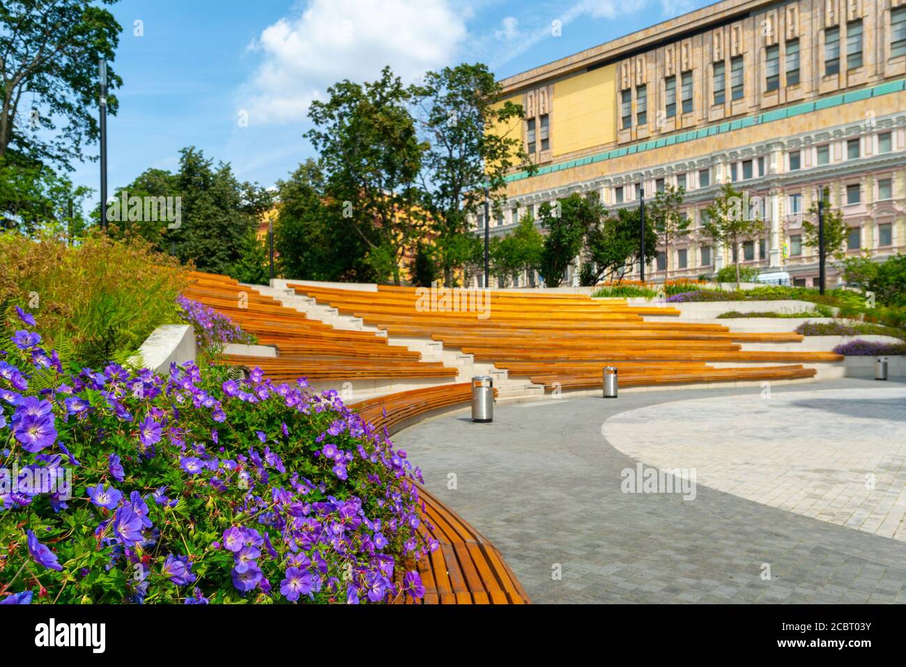 Moscow, Russia. August 4, 2020. Benches in the Museum Park of the ...