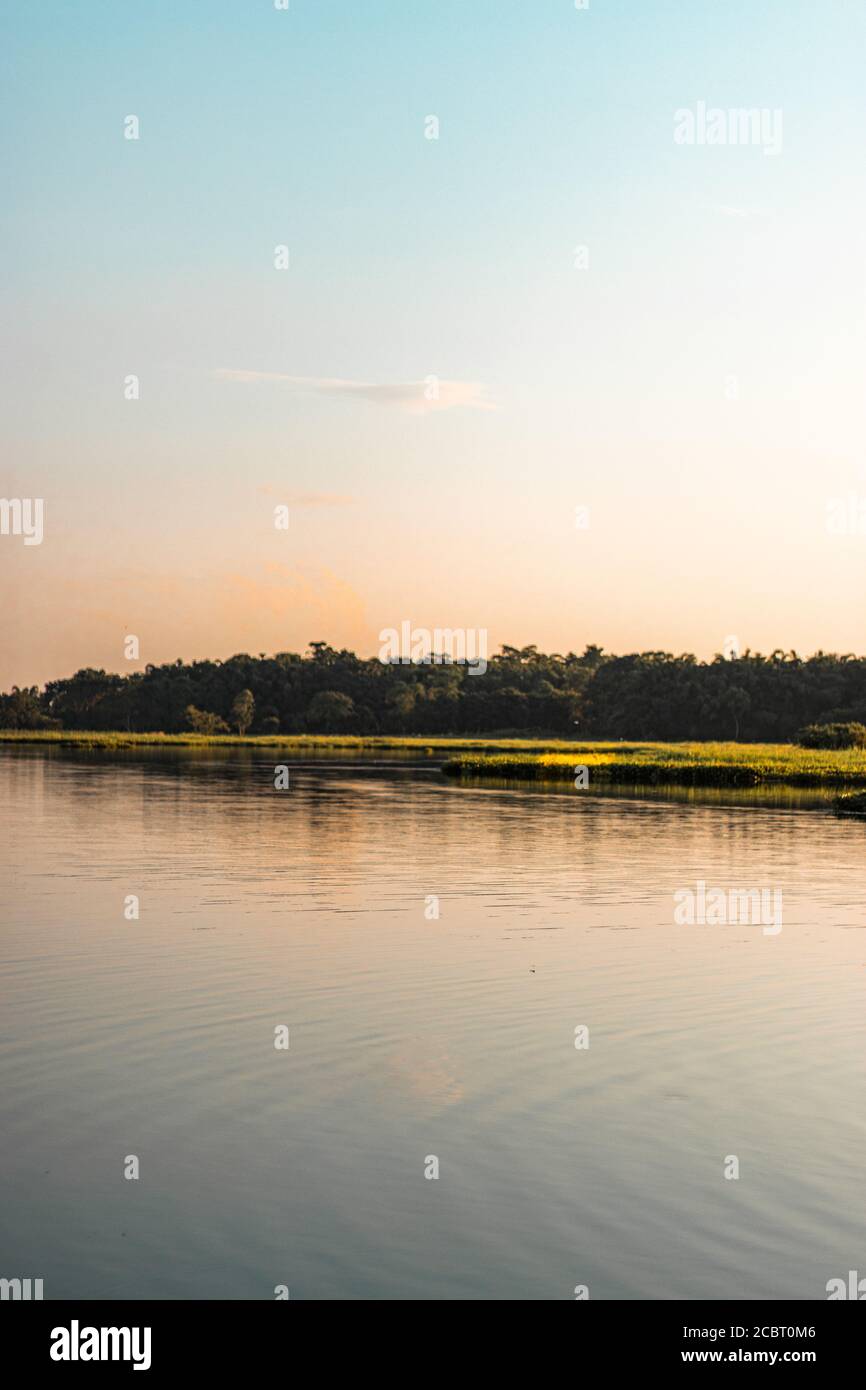 Beautiful landscape with water at the time of golden hour Stock Photo ...