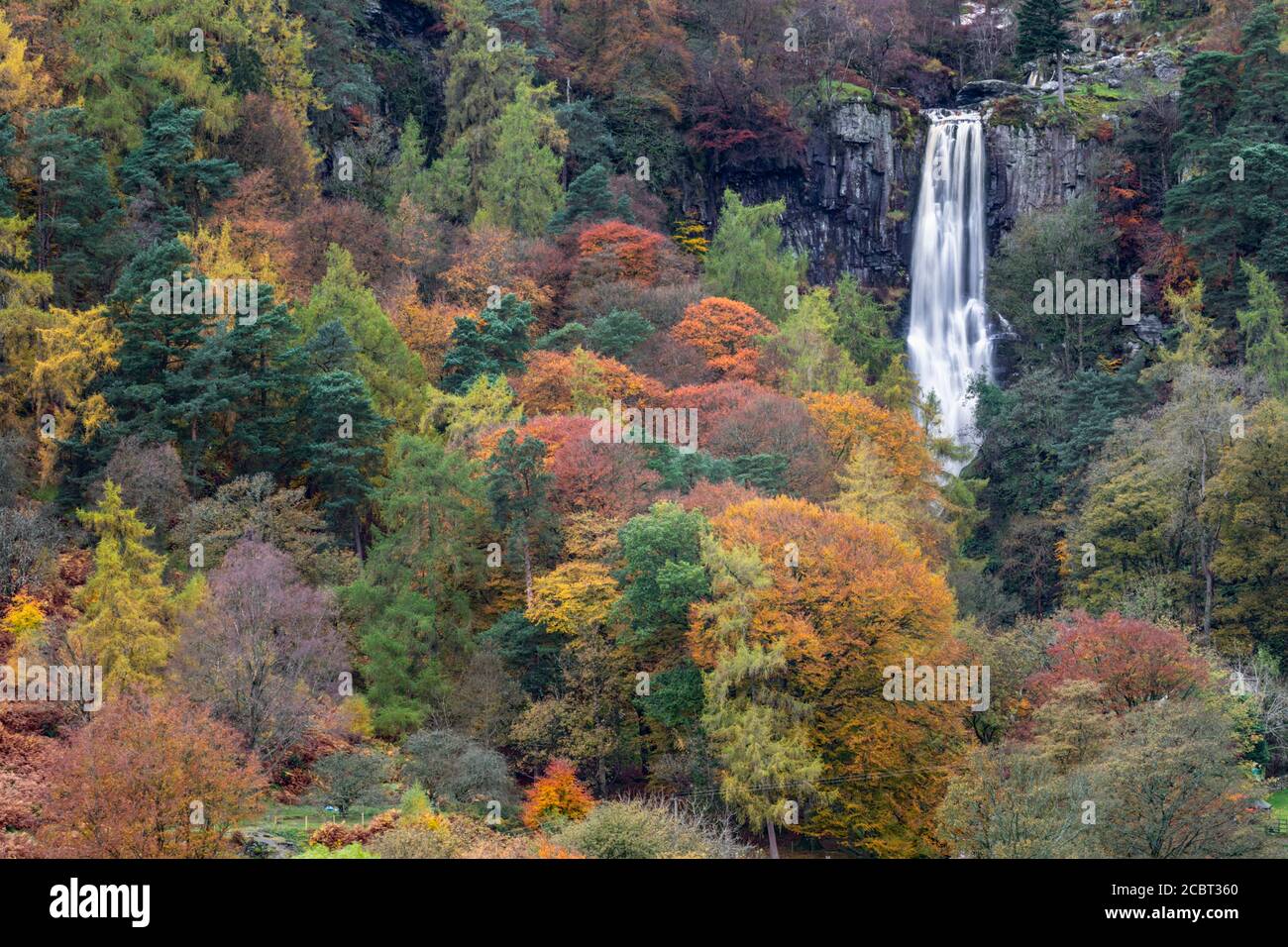 Pistyll Rhaeadr a 240 foot waterfall in Powys which is classified as ...