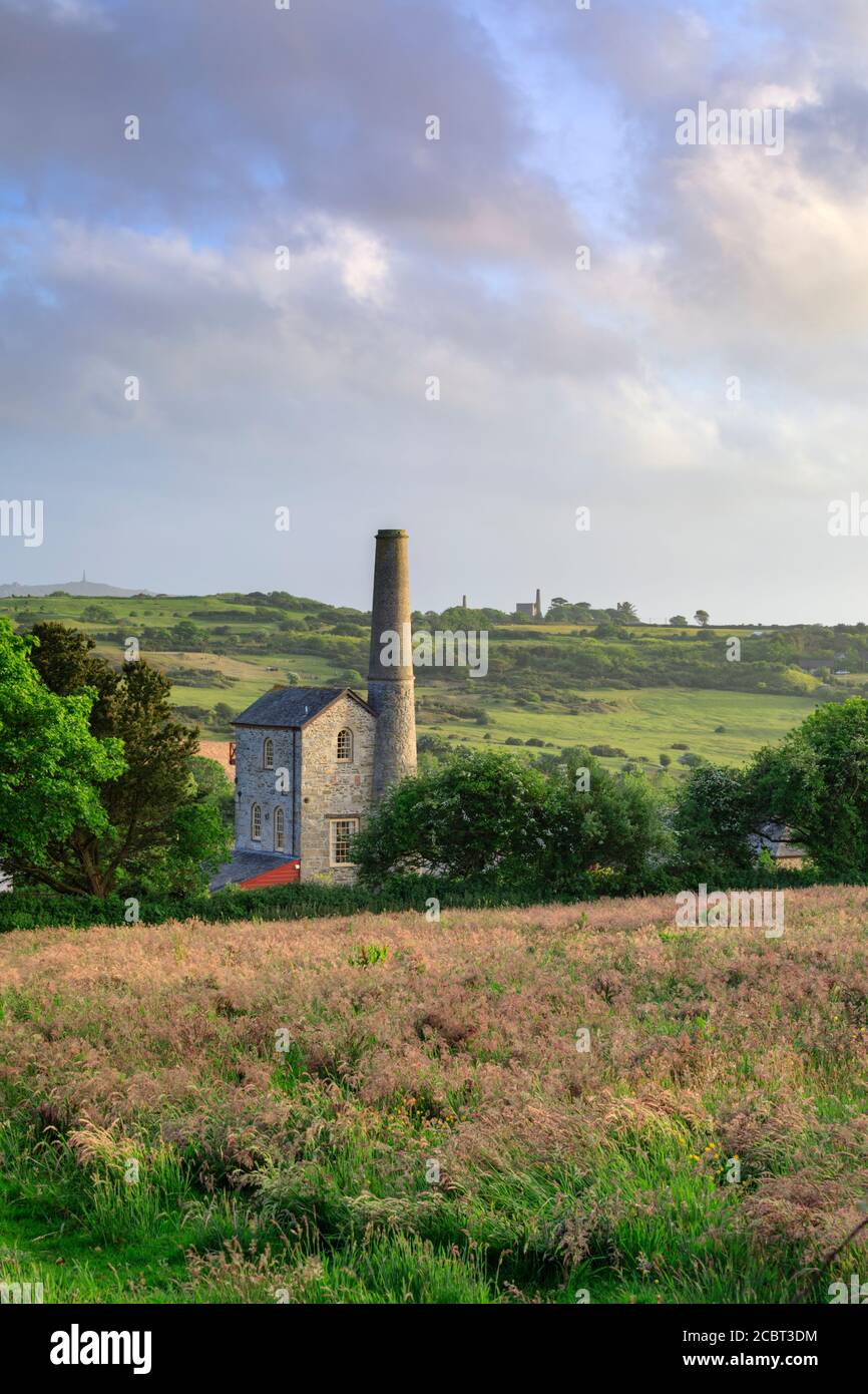 Wheal Rose Engine House with the engine houses at Wheal Peevor in the ...