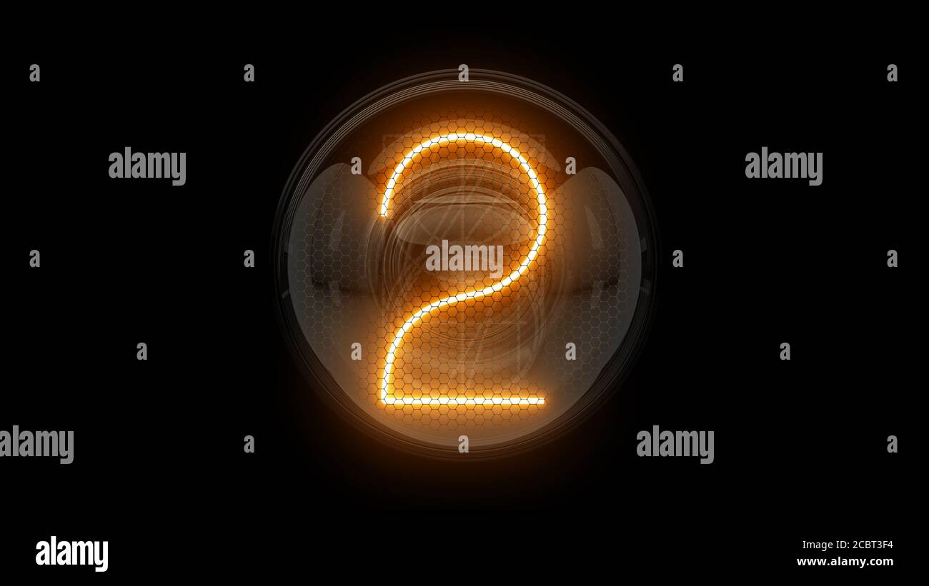 Two. Digit 2. Nixie tube indicator digit. Gas discharge indicators and ...