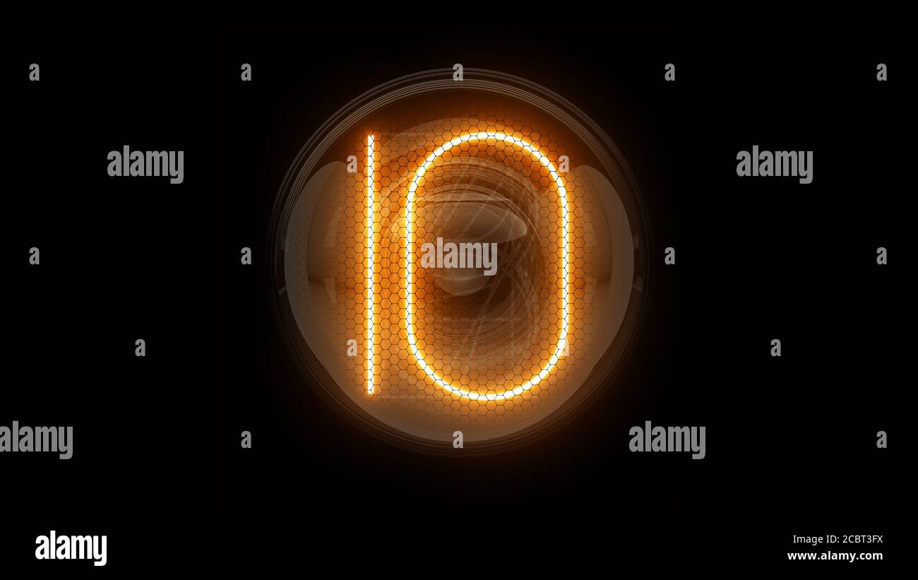 Ten. Digit 10. Nixie tube indicator digit. Gas discharge indicators and ...
