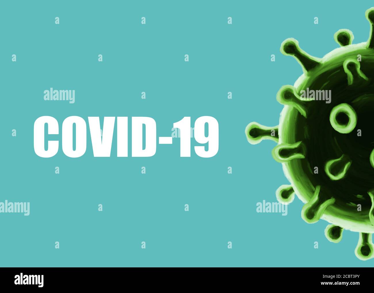 Abstract Virus illustration on a blue background with covid-19 text ...