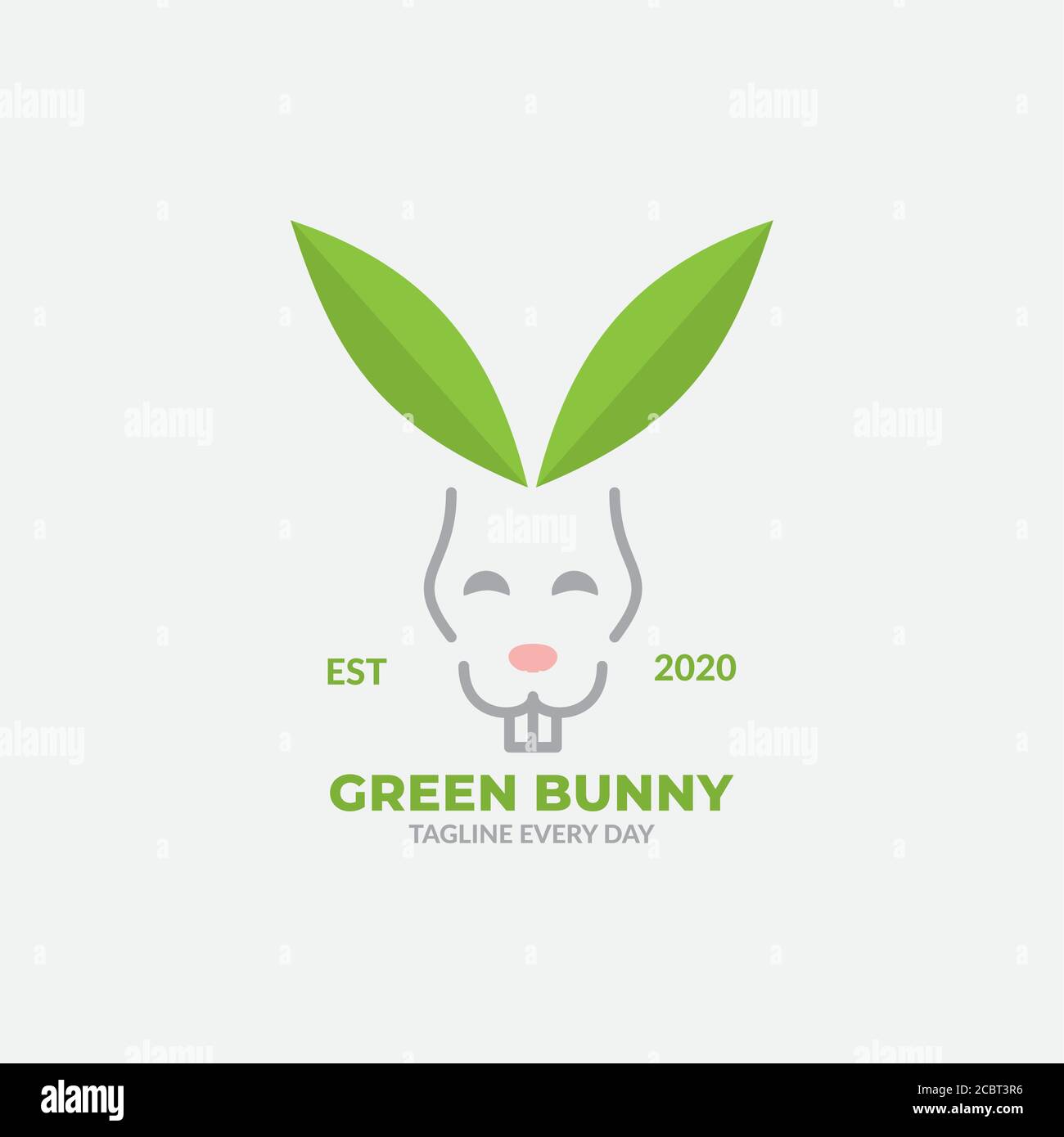 Rabbit with ear green leaf logo design line vector Stock Vector Image ...