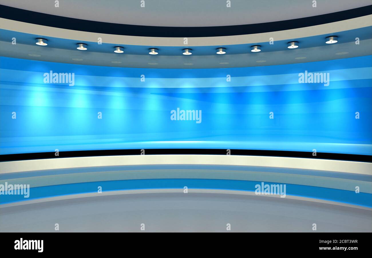 Studio. Tv Studio. News room. Breaking news. 3D rendering Stock Photo ...