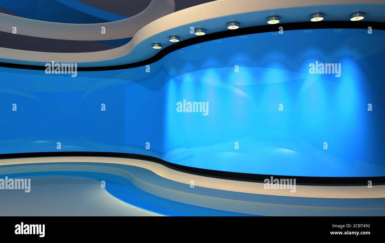 Blue Studio. Blue wall with light. Blue background. Blue back drop. 3d ...