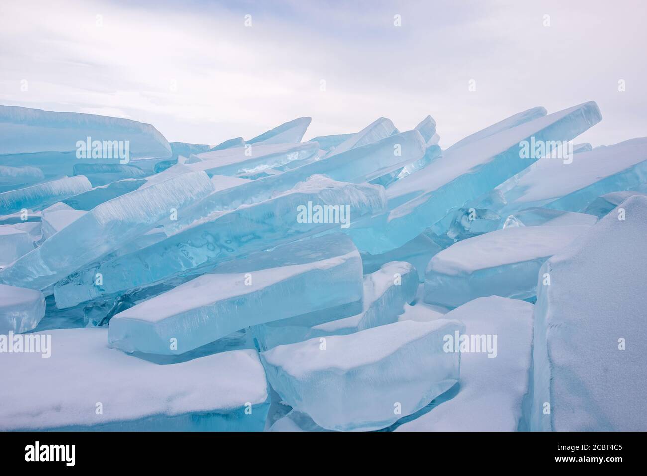 Ice blocks on frozen surface of Lake Baikal, Russia Stock Photo - Alamy