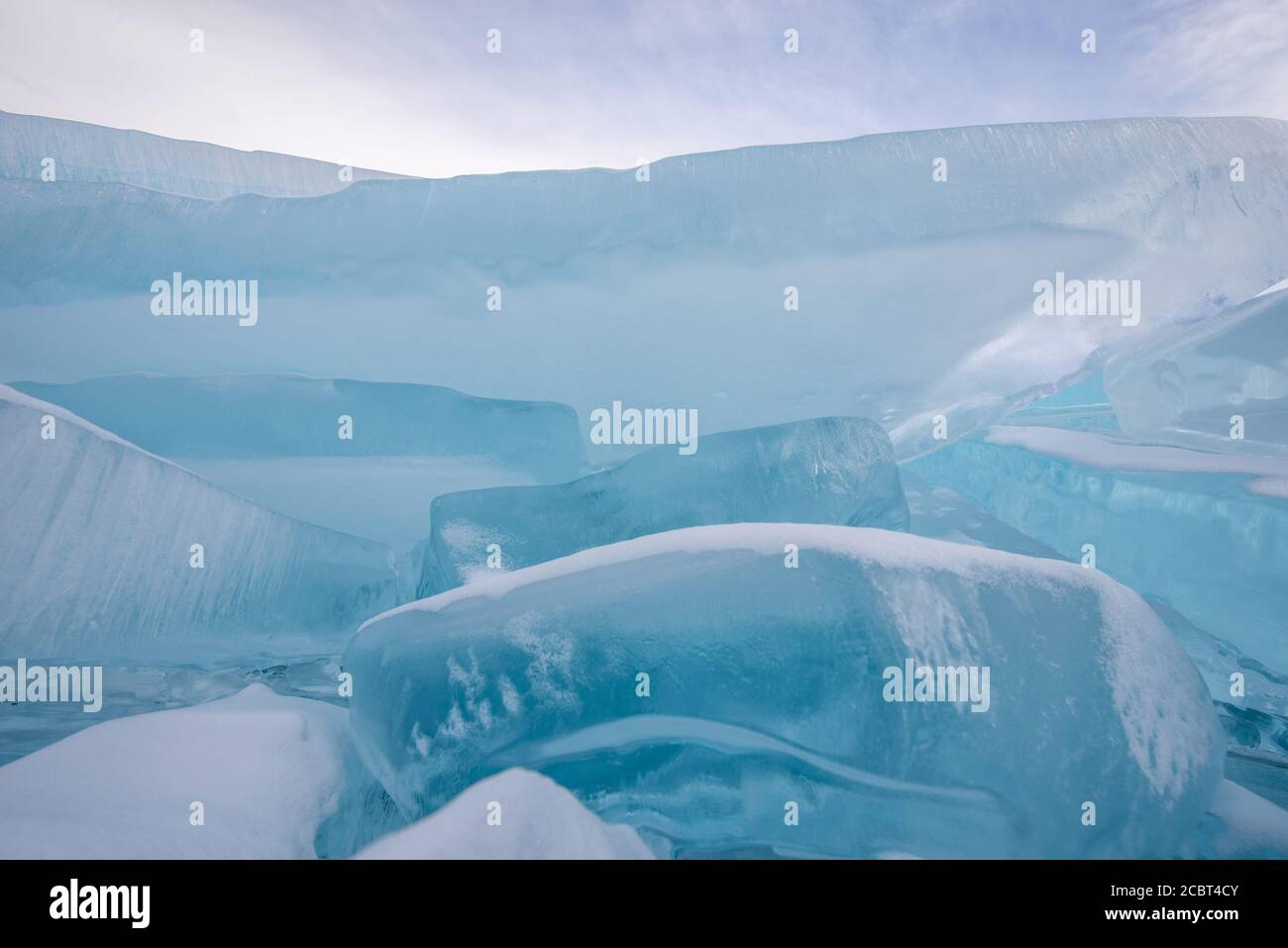 Ice blocks on frozen surface of Lake Baikal, Russia Stock Photo - Alamy