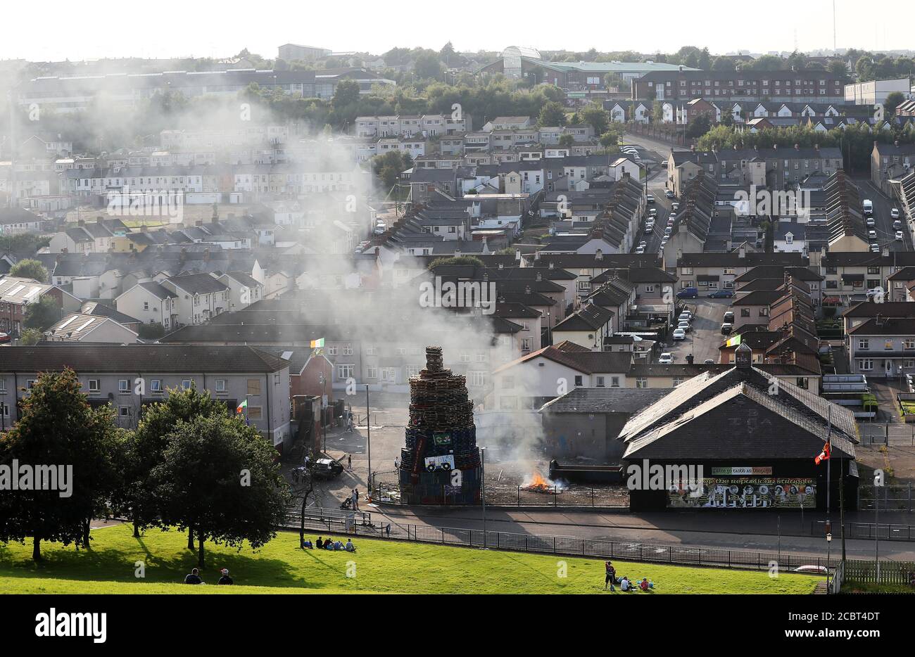 Preparations continue at a bonfire in the Bogside area of Derry City ...