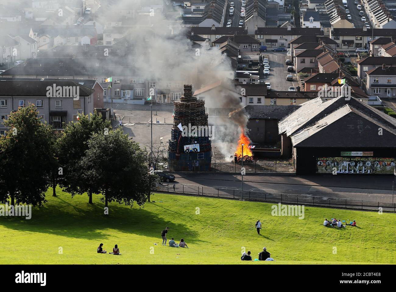 Preparations continue at a bonfire in the Bogside area of Derry City ...
