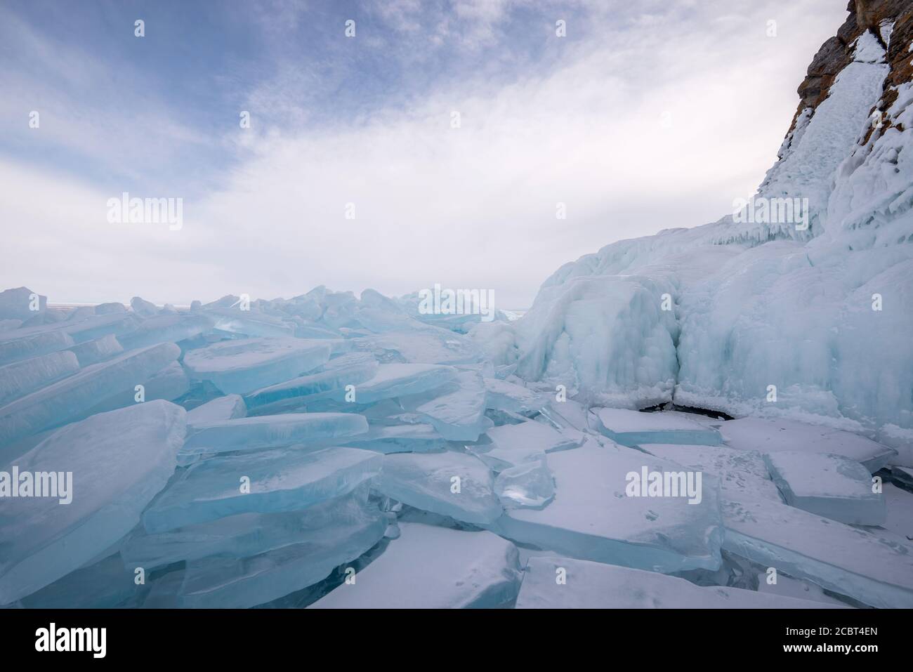 Ice blocks on frozen surface of Lake Baikal, Russia Stock Photo - Alamy