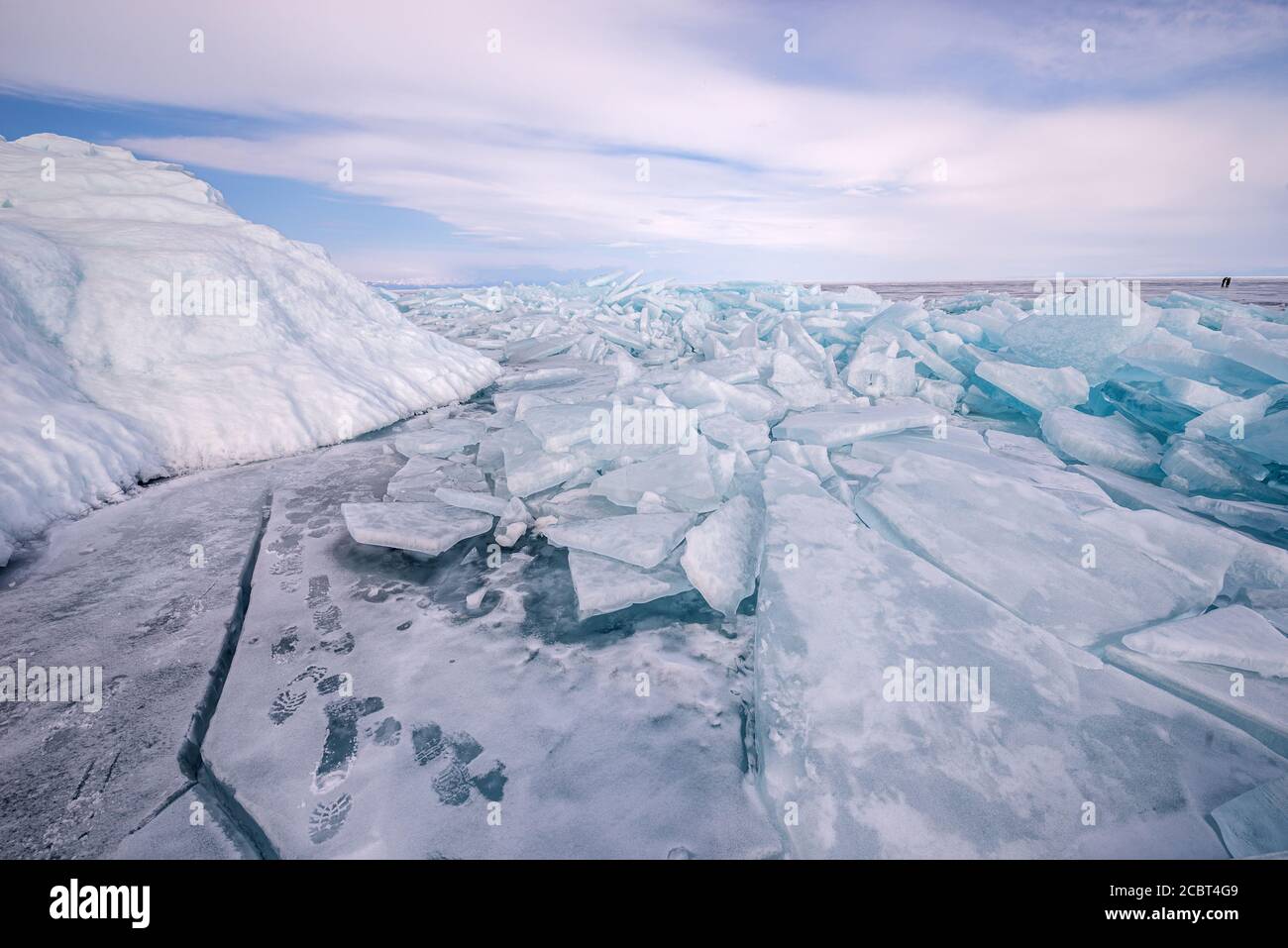 Ice blocks on frozen surface of Lake Baikal, Russia Stock Photo - Alamy