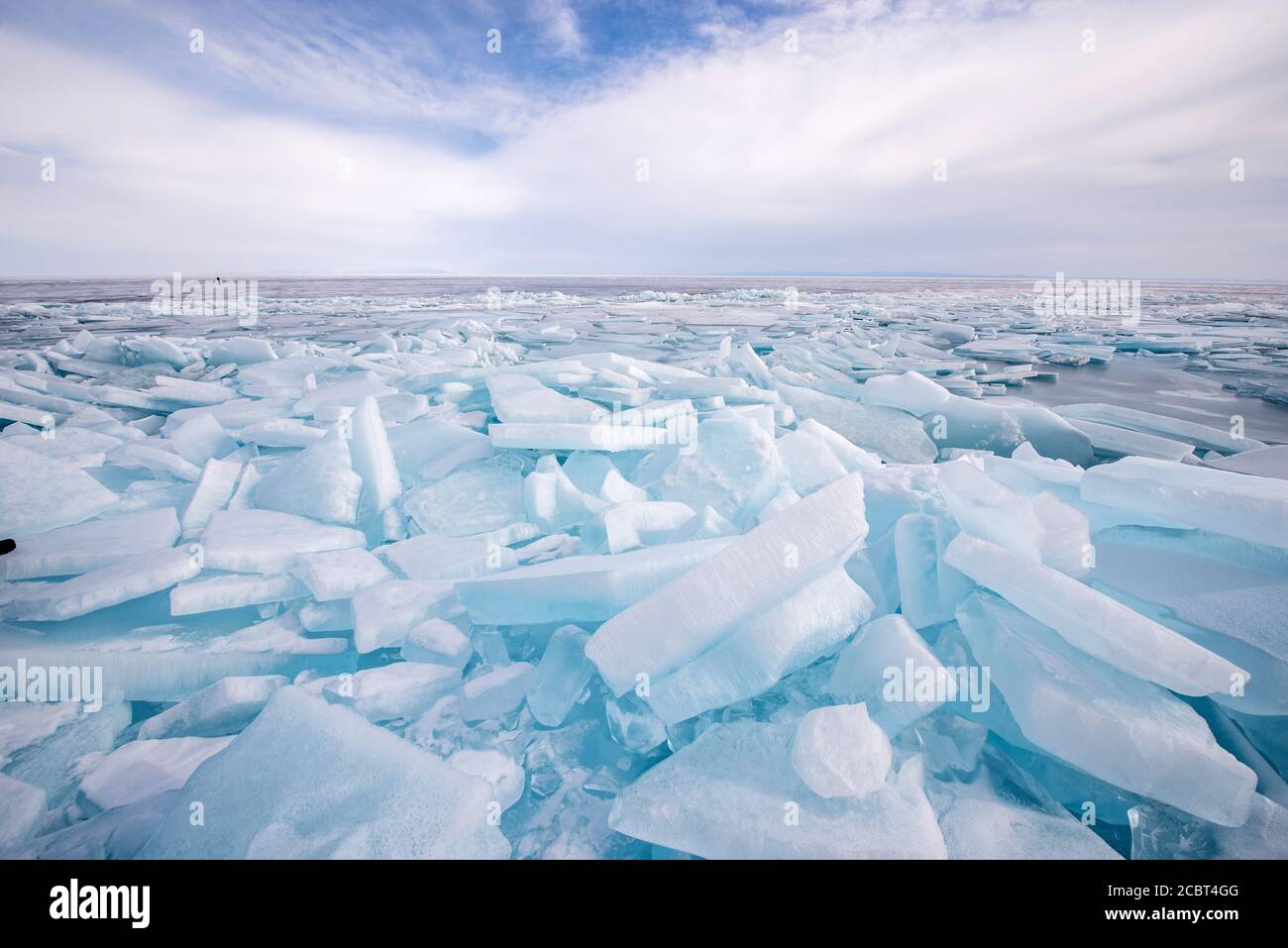 Ice blocks on frozen surface of Lake Baikal, Russia Stock Photo - Alamy
