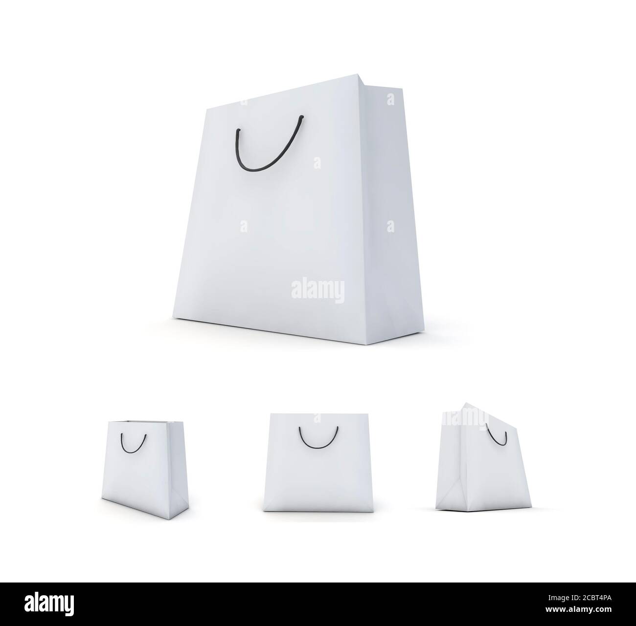 3d illustration render concepts paper white bags isolated on a white ...