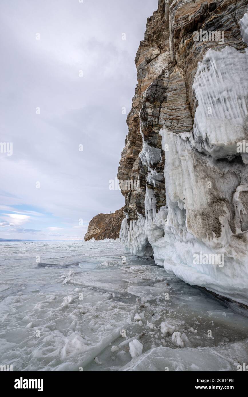 Ice over rocks at Lake Baikal, Russia Stock Photo - Alamy