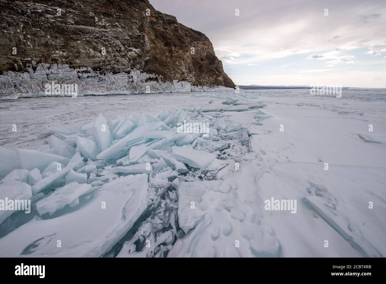 Ice blocks on frozen surface of Lake Baikal, Russia Stock Photo - Alamy