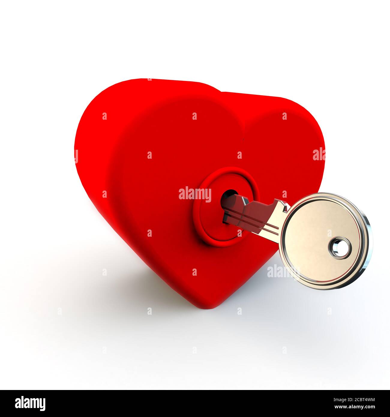 3d render of a key unlocking or locking a heart idea or concept on ...