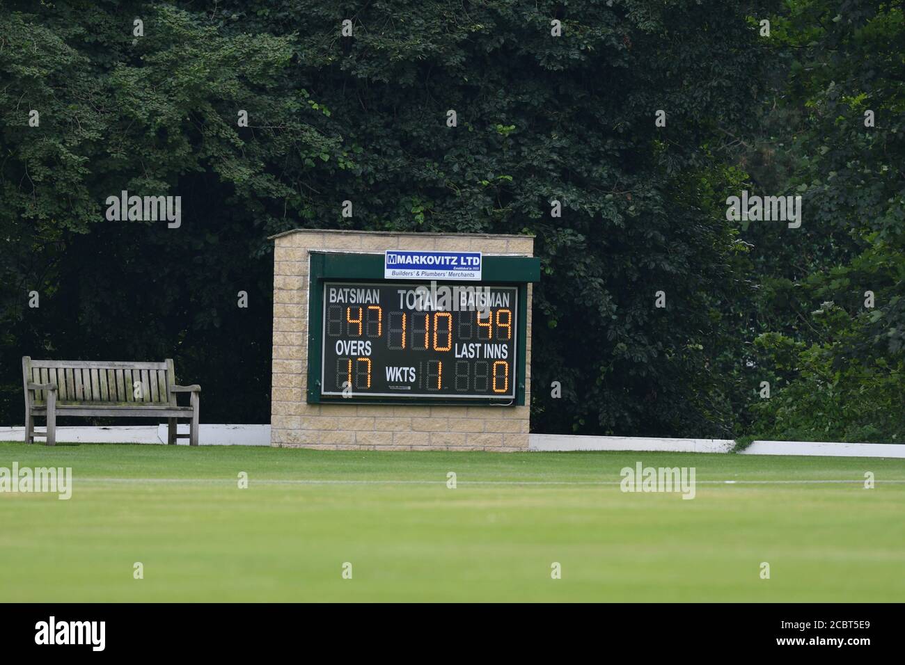 The scoreboard at Buxton cricket ground Stock Photo - Alamy