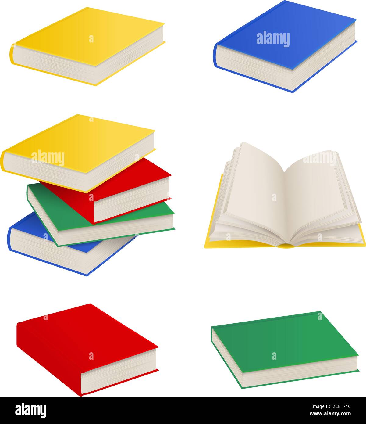 set of isolated books, stack of books and open book Stock Vector Image ...