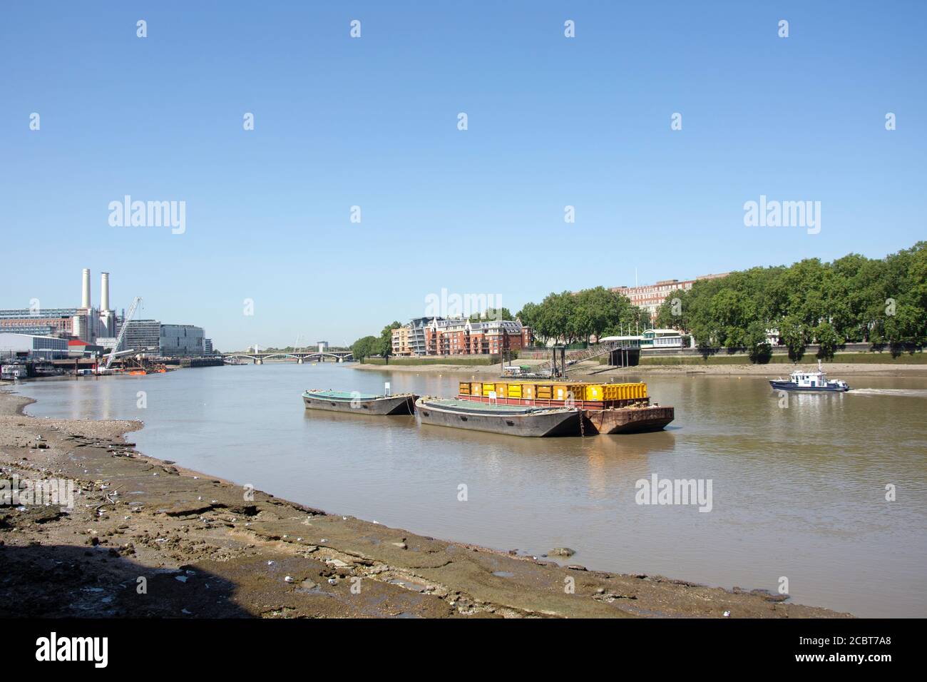 The River Thames from Riverside Walk, St George Wharf, Vauxhall, London ...