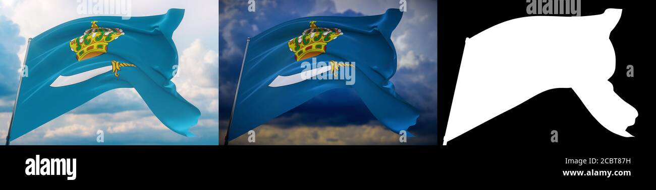 The flag of Astrakhan Oblast. High resolution close-up 3D illustration ...