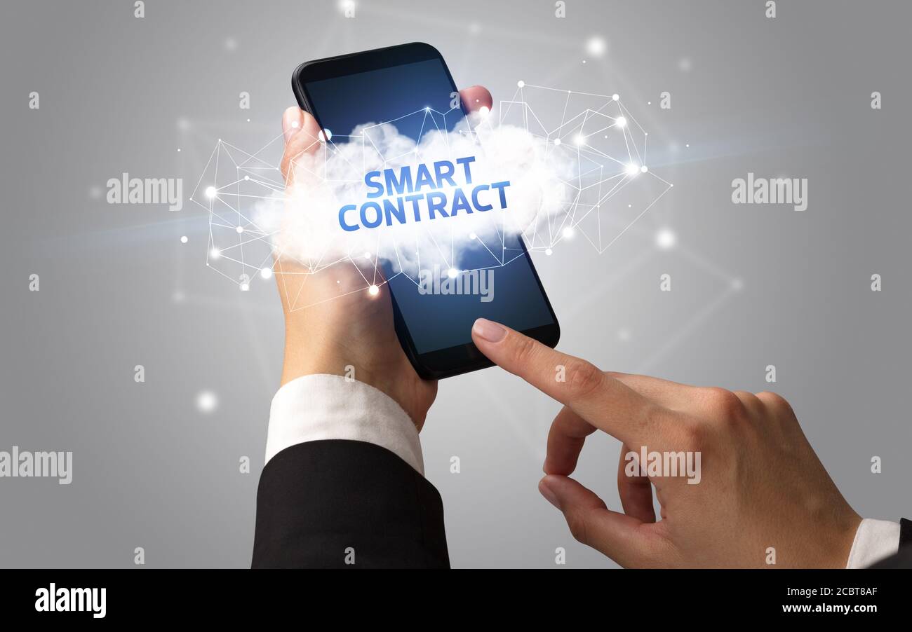 Woman touching smart contract hi-res stock photography and images - Alamy